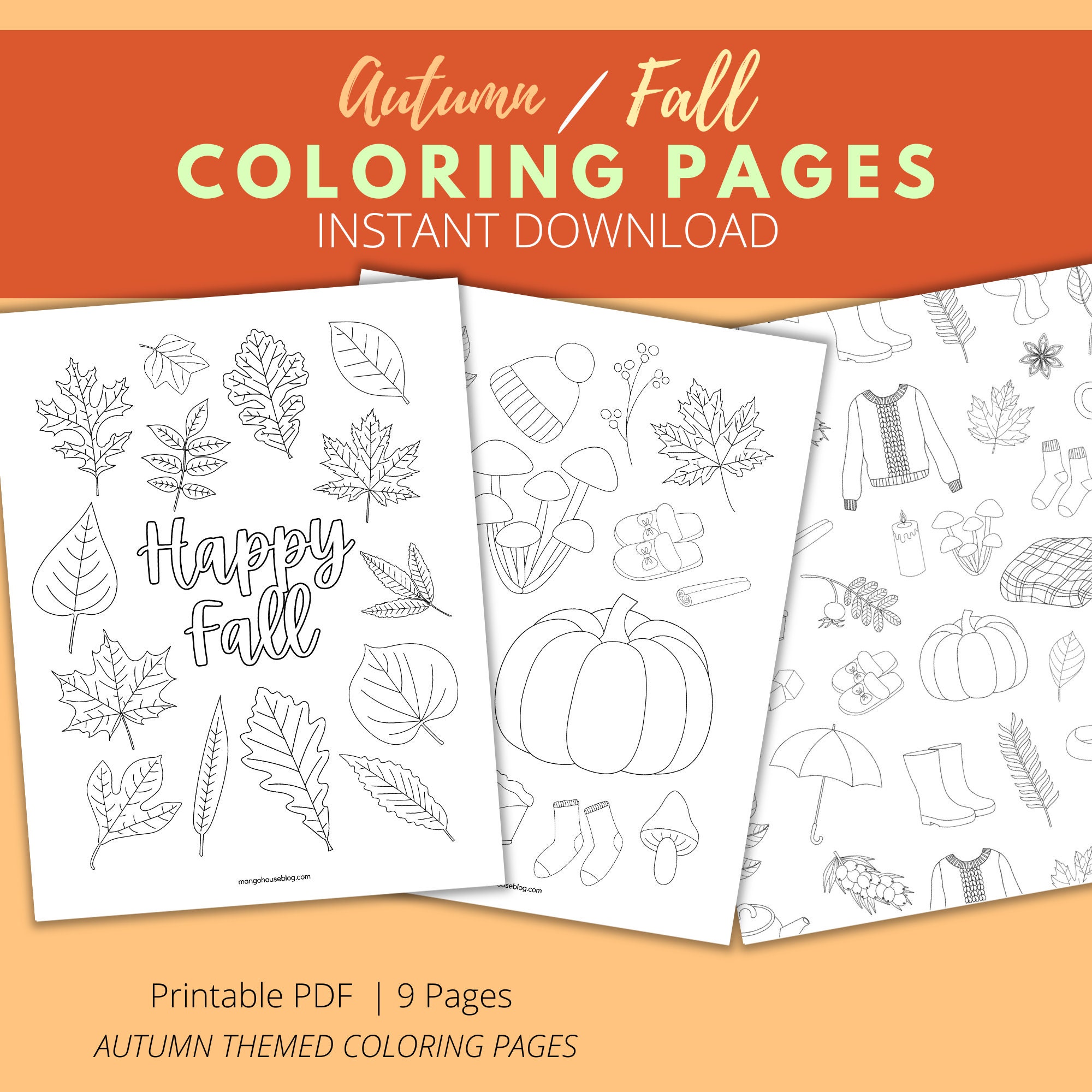 Autumn Fall Coloring Pages for Kids, Printable Coloring Sheets ...