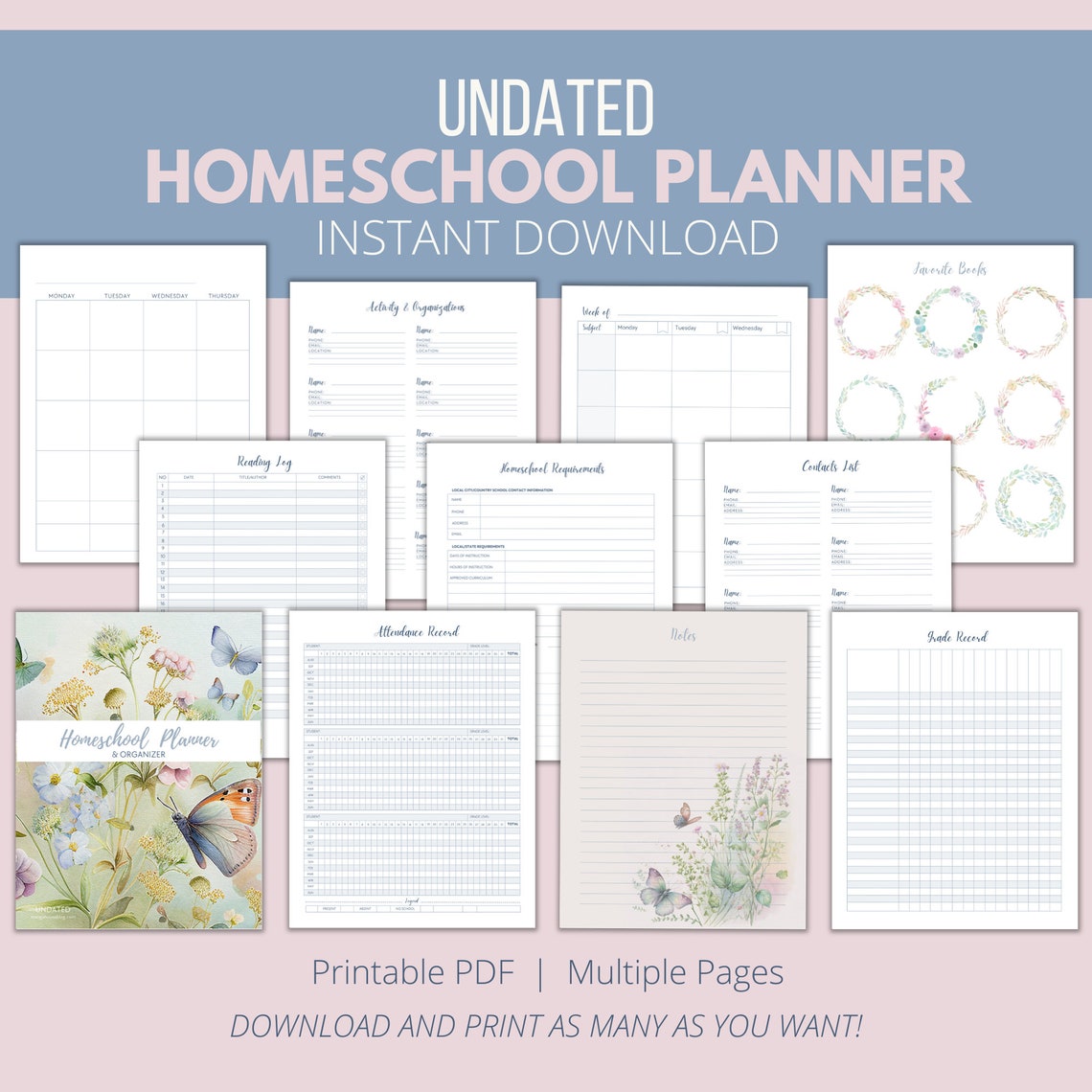 Homeschool Planner Printable, Homeschool Planner Bundle, Homeschool ...