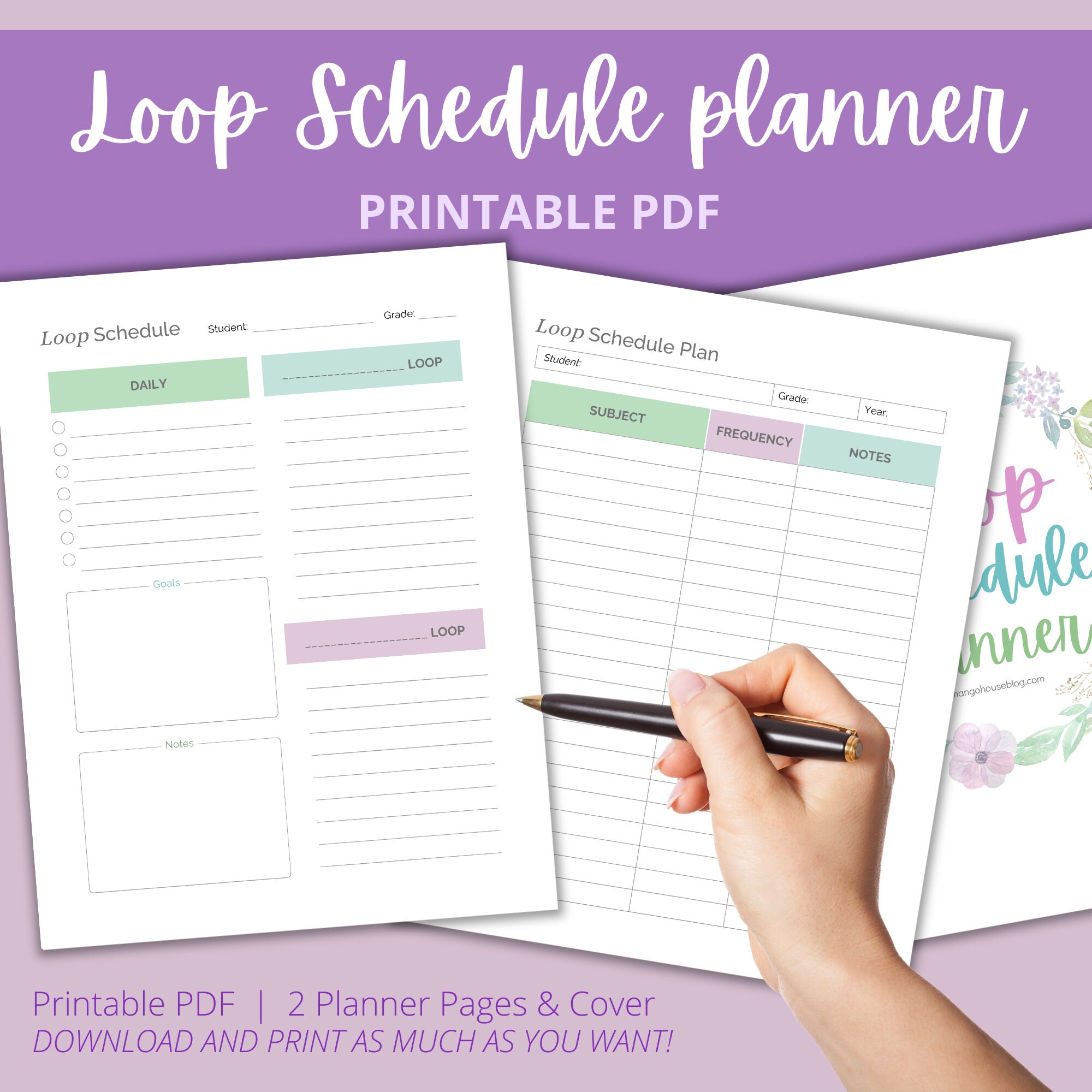Loop Schedule Planner Printable, Homeschool Loop Schedule Planner, Loop ...