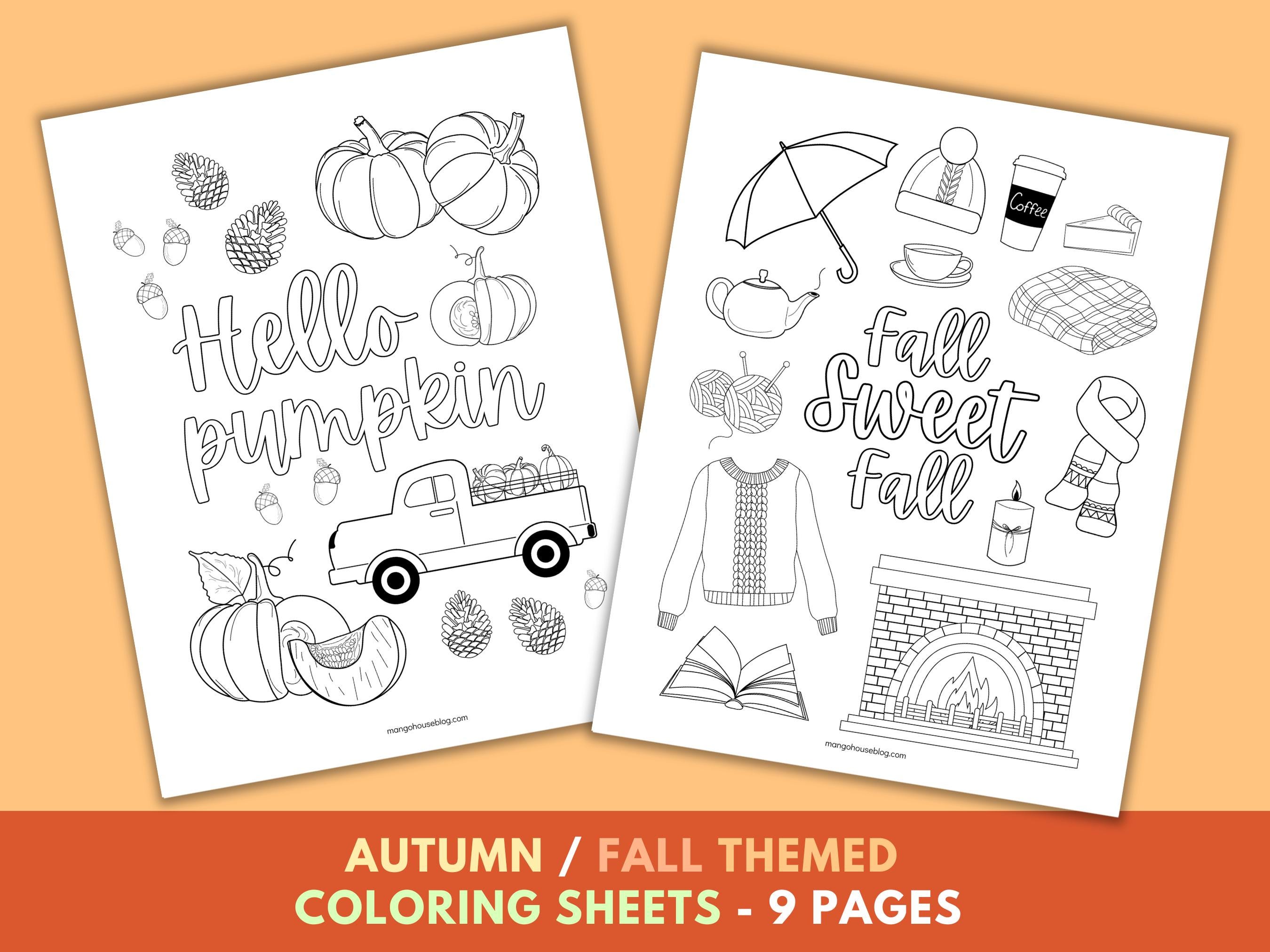 Autumn Fall Coloring Pages for Kids, Printable Coloring Sheets ...
