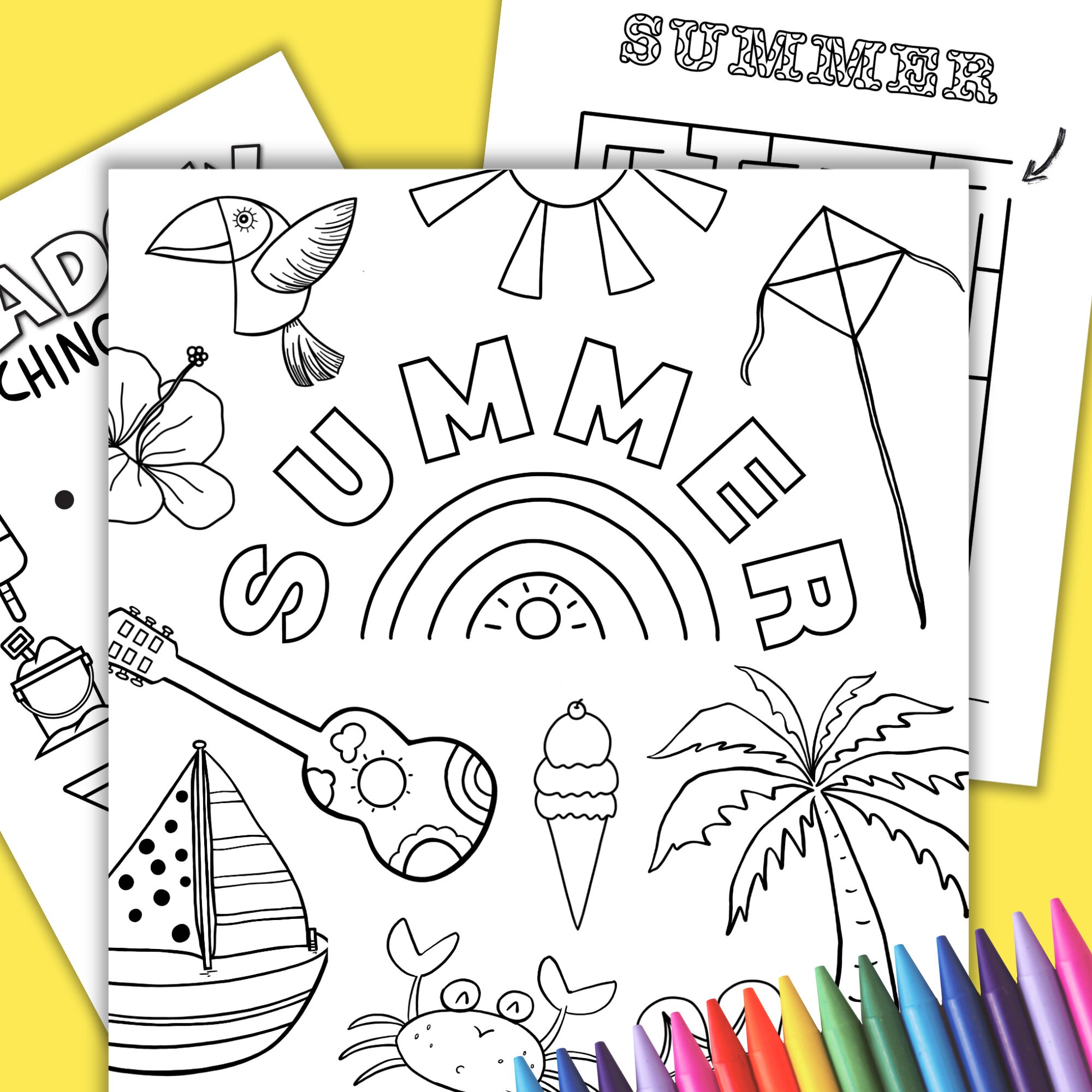 Kids Summer Coloring Activity Printable, Kids Summer Coloring Pages ...