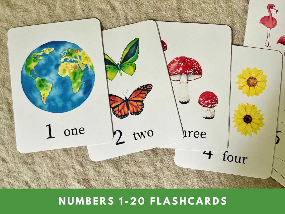 Number Flashcards, Numbers 1-20 Cards, Flash Cards, Preschool ...