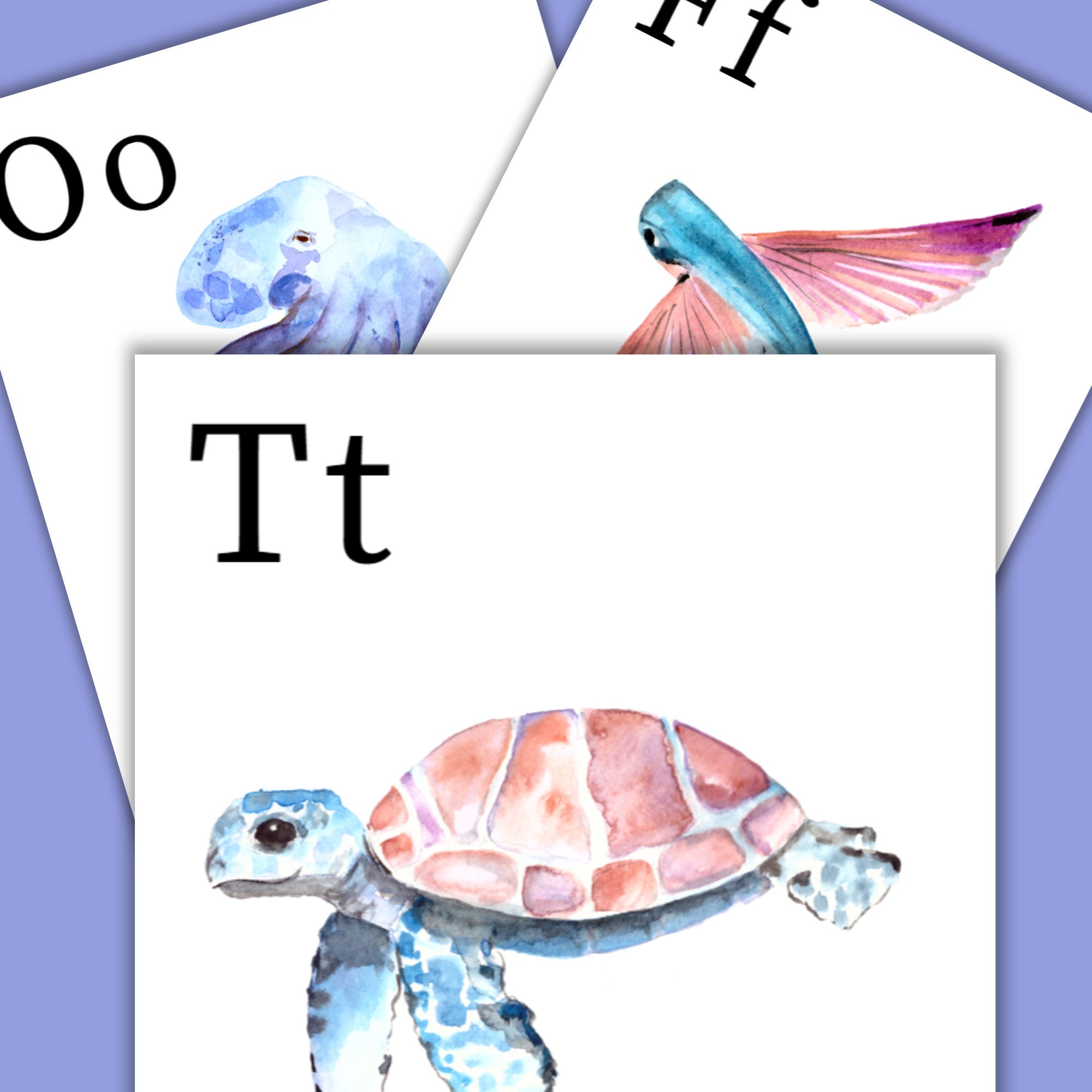 Ocean Alphabet Flashcards Printable ABC Flashcards Kids - Etsy