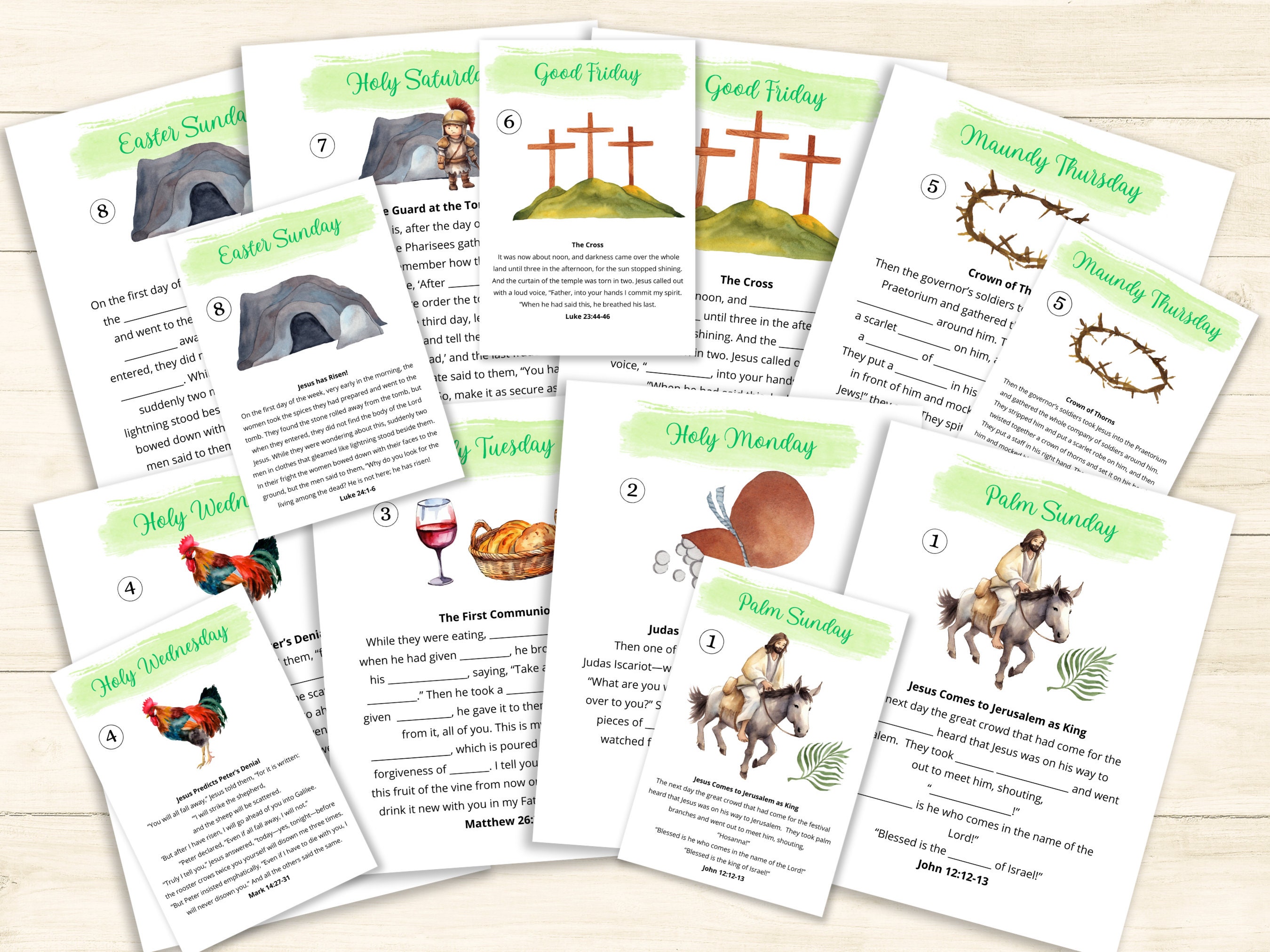 Easter Scripture Countdown, Easter Scripture Cards, Easter Worksheets ...