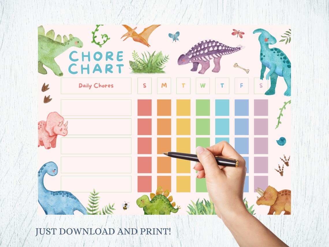 Printable Dinosaur Chore Chart for Kids (instant Download) - Etsy