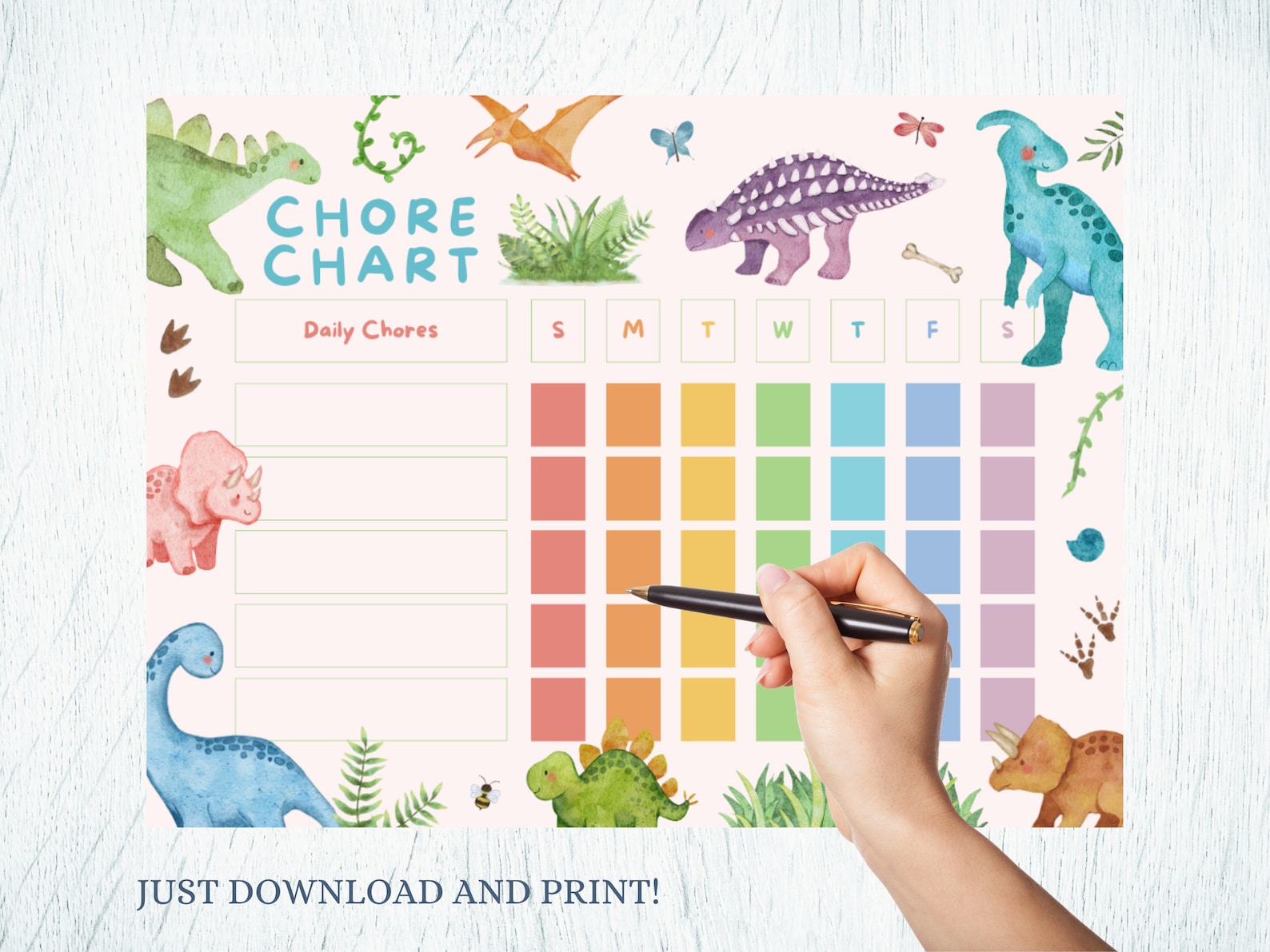 Printable Dinosaur Chore Chart, Boy Daily Chore Chart, Chore Chart for ...
