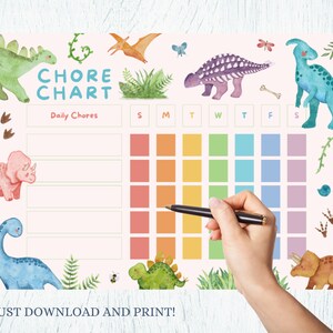 Printable Dinosaur Chore Chart for Kids (instant Download) - Etsy
