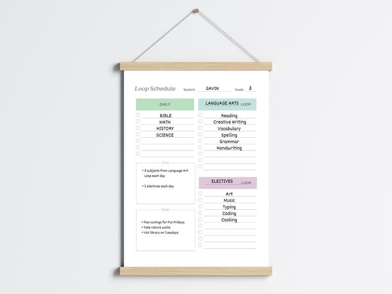 Homeschool Loop Schedule Planner: Printable PDF - Etsy