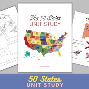 50 States Unit Study: US Geography, State Maps & Flashcards (PDF) - Etsy