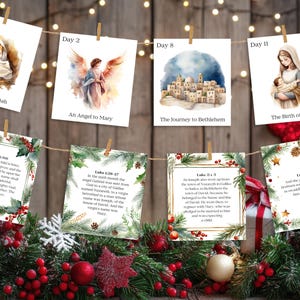 Advent Scripture Cards, Christmas Countdown Printable, Christmas Story ...