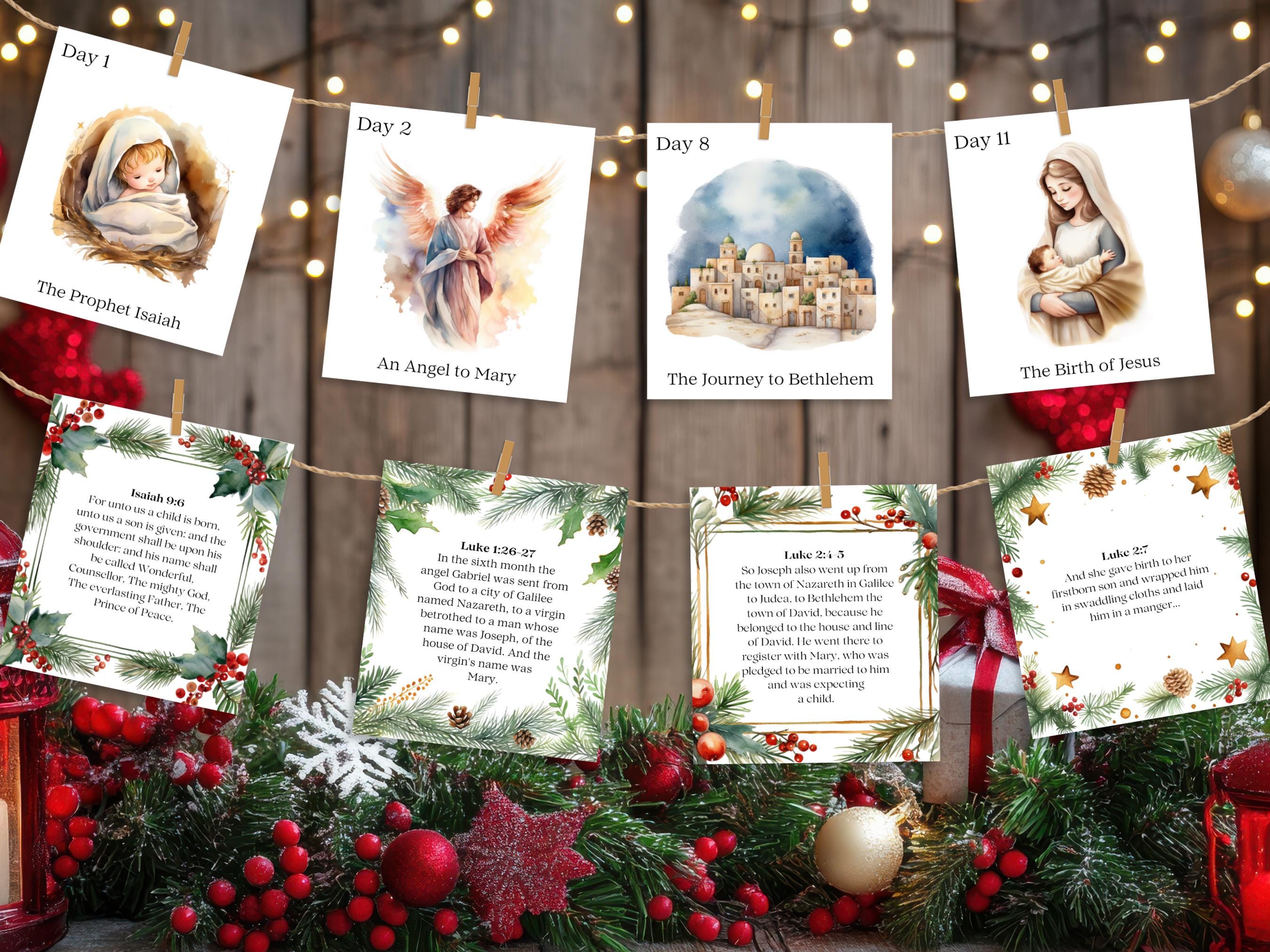Advent Scripture Cards, Christmas Countdown Printable, Christmas Story ...