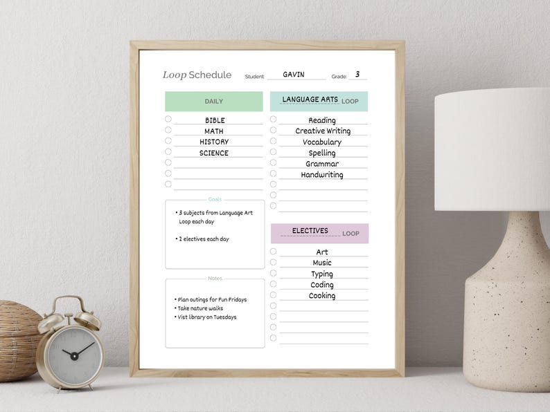 Homeschool Loop Schedule Planner: Printable PDF - Etsy