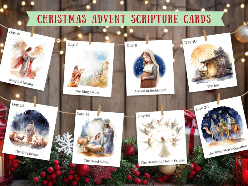 Advent Scripture Cards, Christmas Countdown Printable, Christmas Story ...