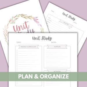 Unit Study Planner, Unit Study Printable Planner Pages, Homeschool ...