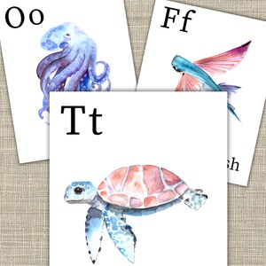 Ocean Alphabet Flashcards, Printable ABC Flashcards, Kids Ocean Animal ...