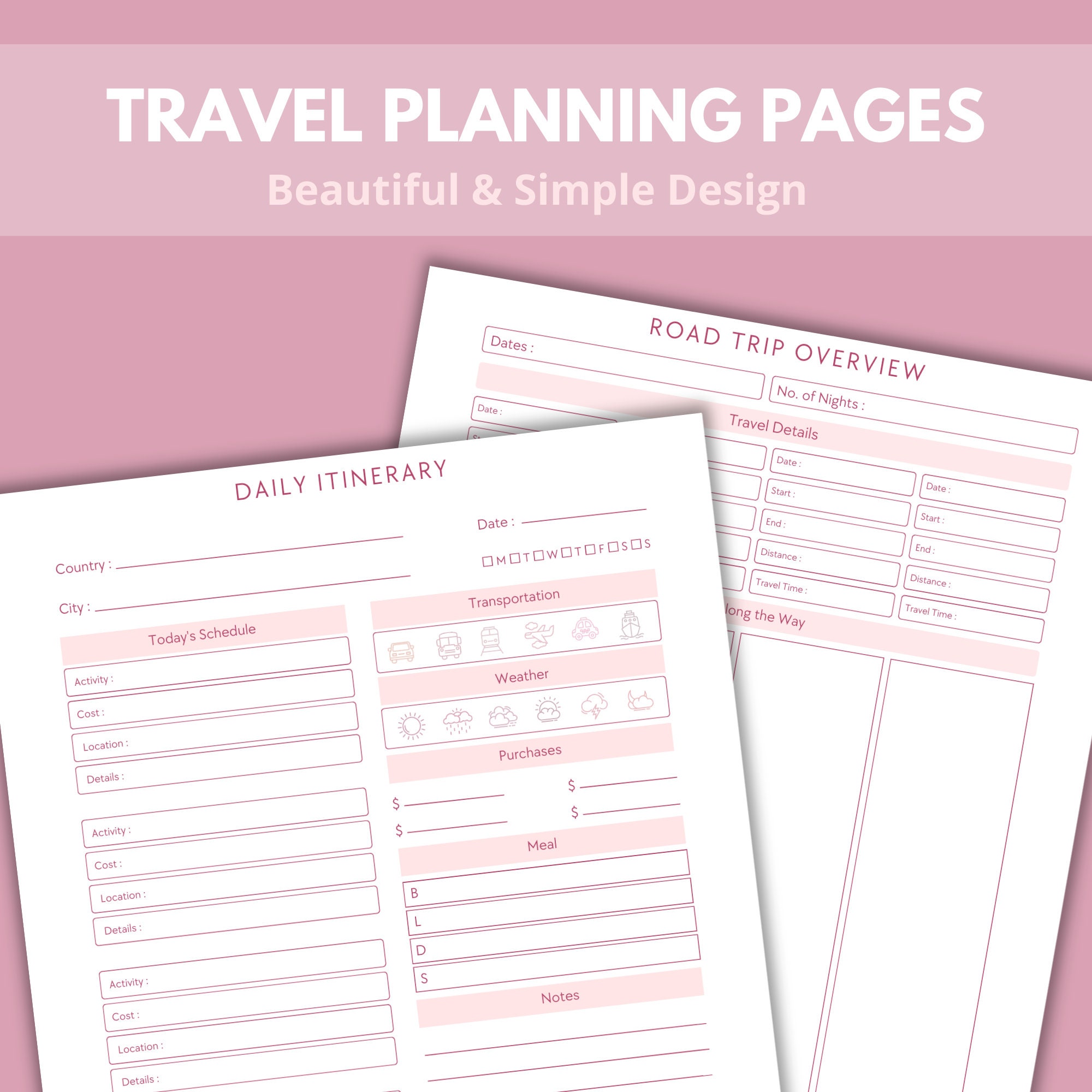 Travel Planner, Travel Journal, Printable Travel Planner, Travel ...