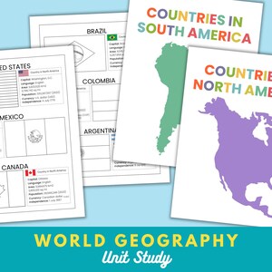 World Geography Unit Study: Continents, Animals, and Fact Cards - Etsy