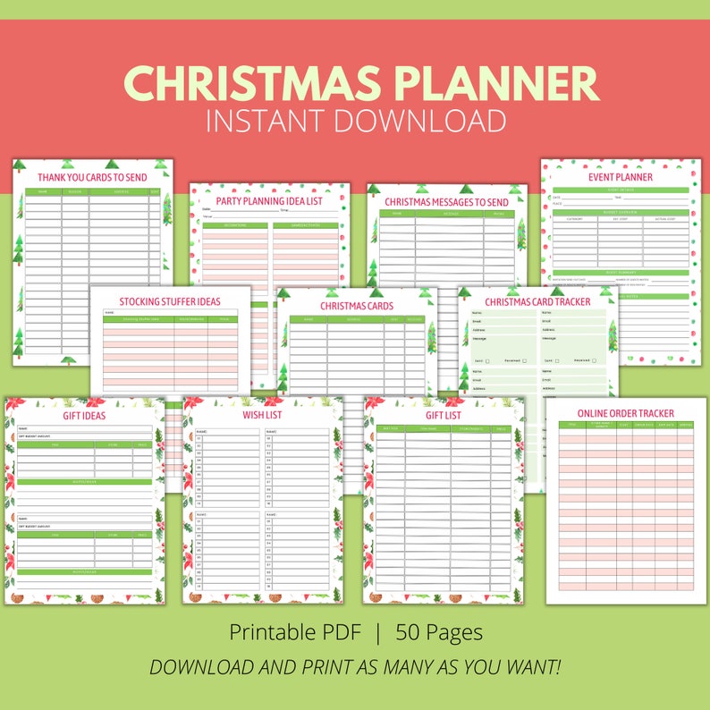 Christmas Planner Printable, Holiday Planner, Christmas Gift Planner ...
