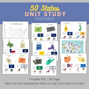 50 States Unit Study, US Fifty States and Capitals Workbook, 50 States ...