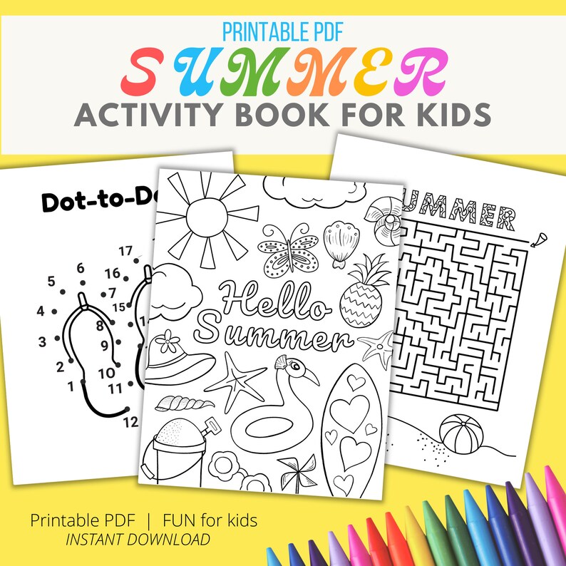 Kids Summer Coloring Activity Printable, Kids Summer Coloring Pages ...