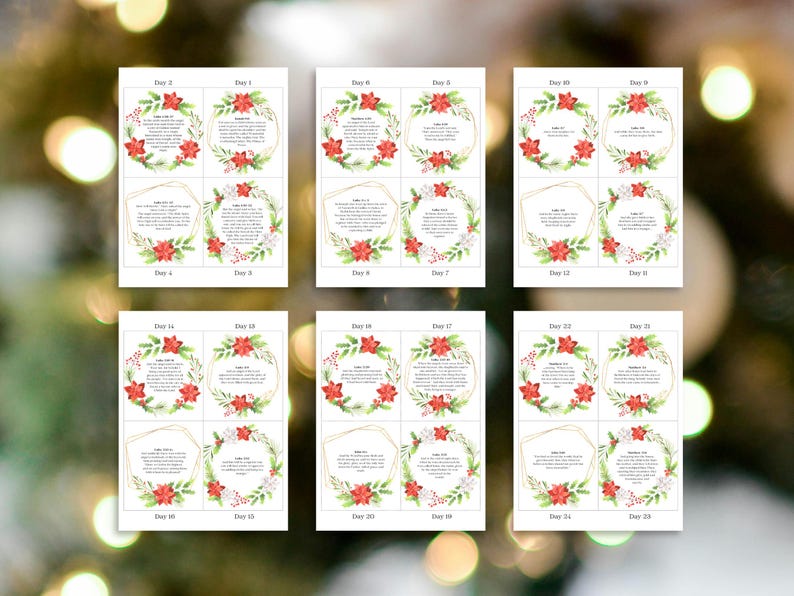 Advent Scripture Cards, Christmas Countdown Printable, Christmas Story ...