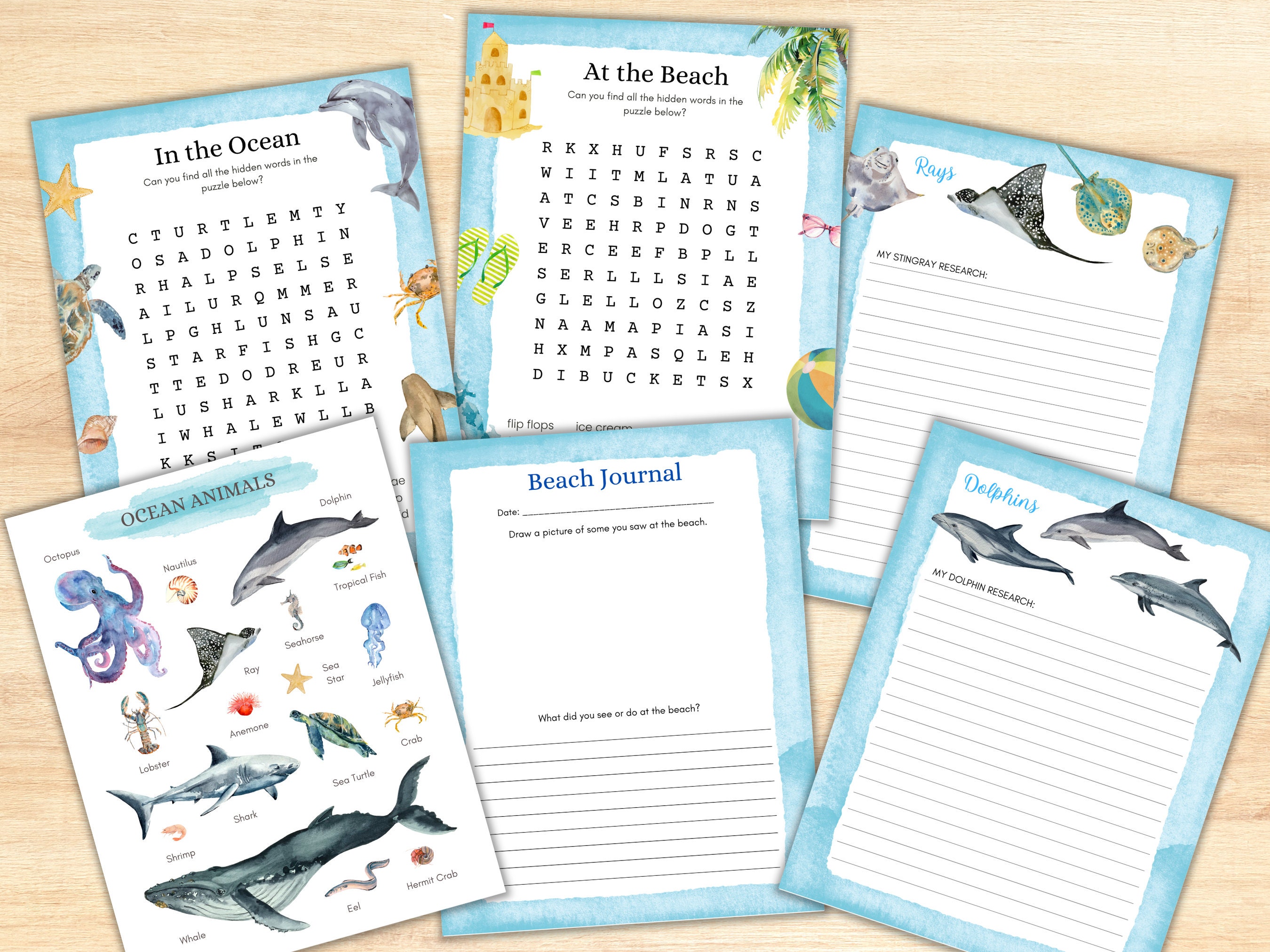 Ocean Animals Unit Study: Sea Creature Activity Pack (PDF) - Etsy