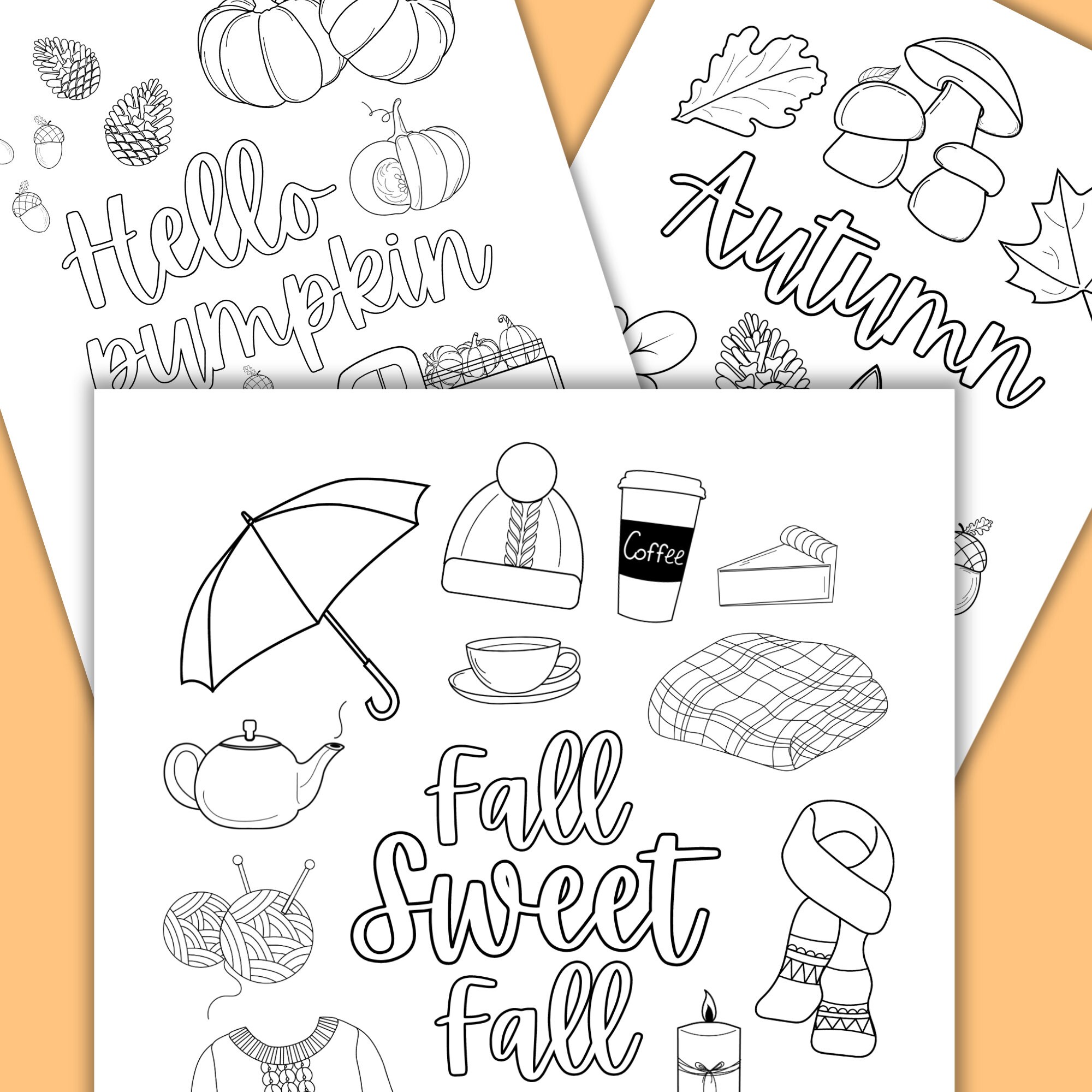 Autumn Fall Coloring Pages for Kids, Printable Coloring Sheets ...