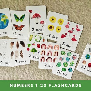 Number Flashcards, Numbers 1-20 Cards, Flash Cards, Preschool ...
