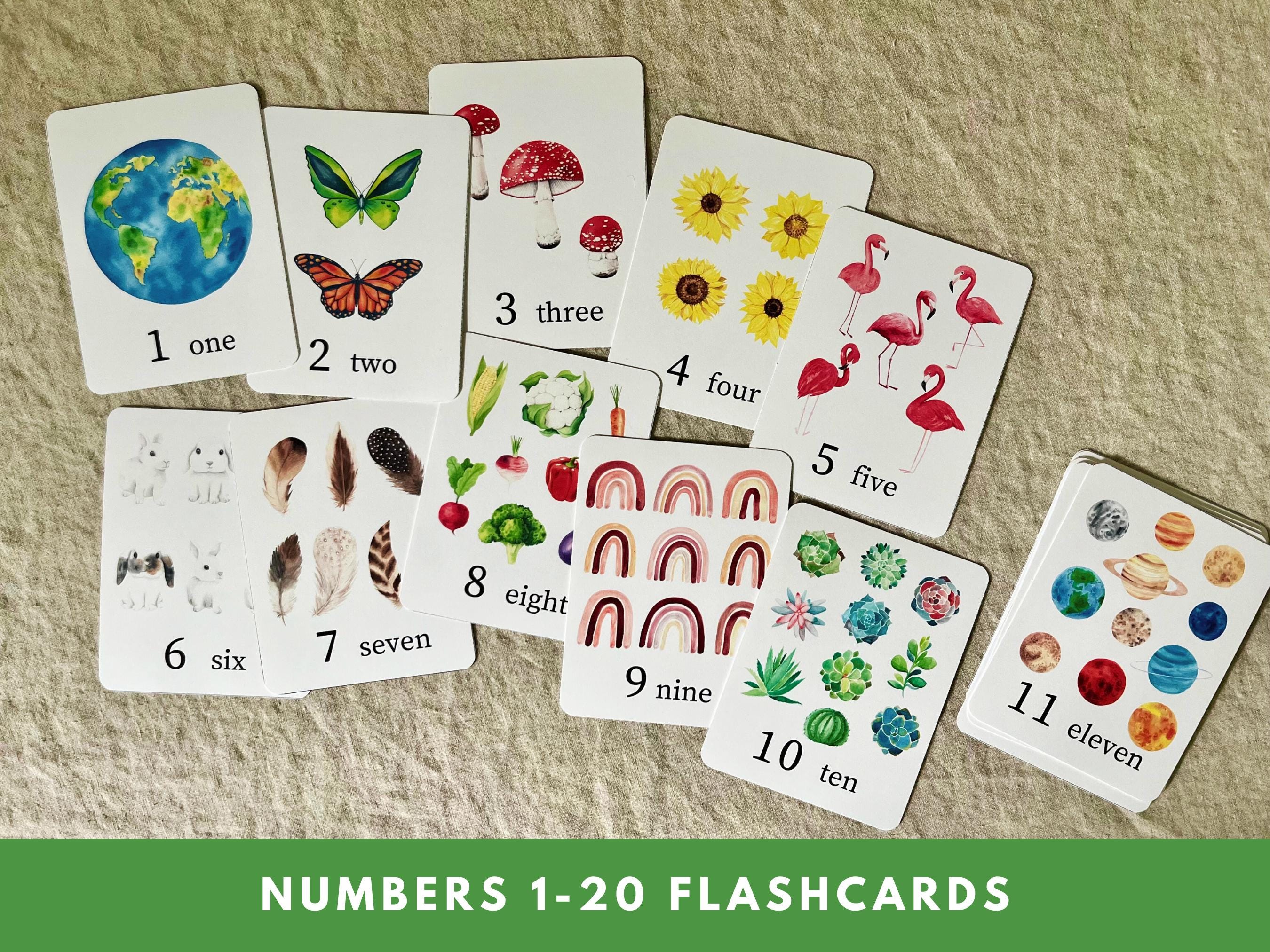 Number Flashcards, Numbers 1-20 Cards, Flash Cards, Preschool ...