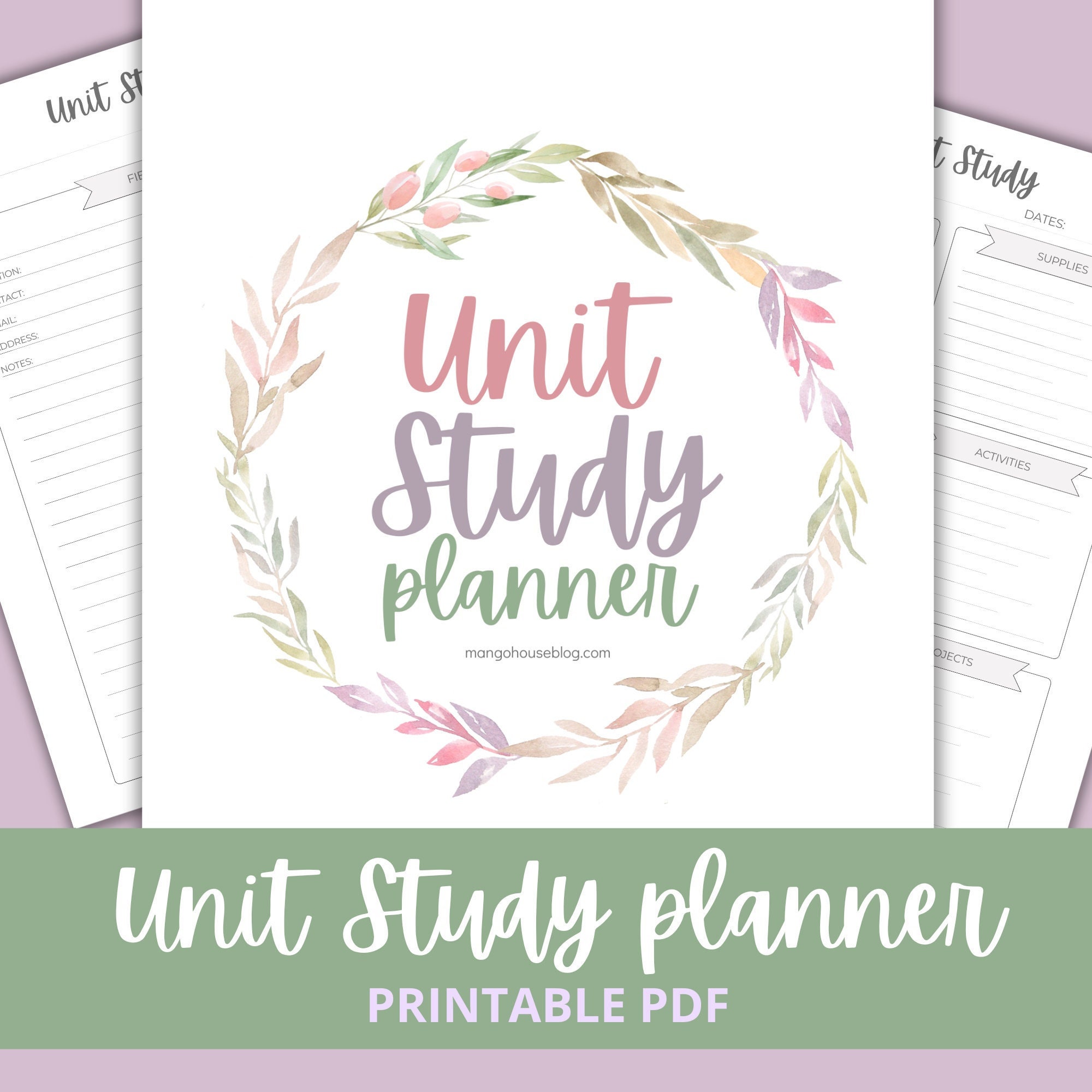 Unit Study Planner, Unit Study Printable Planner Pages, Homeschool ...