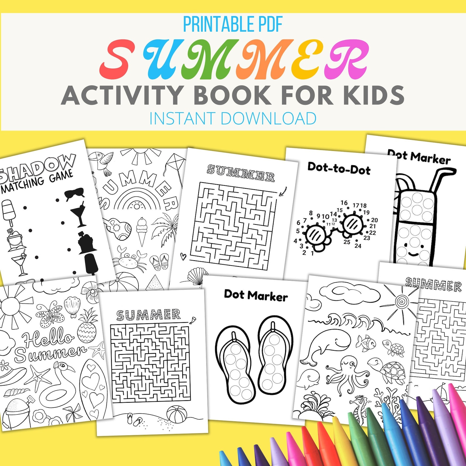 Kids Summer Coloring Activity Printable, Kids Summer Coloring Pages ...