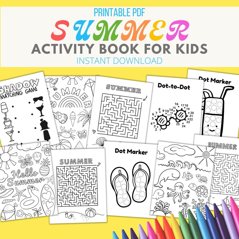 Kids Summer Coloring Activity Printable, Kids Summer Coloring Pages ...