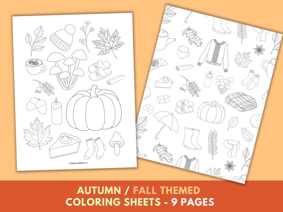 Autumn Fall Coloring Pages for Kids, Printable Coloring Sheets ...