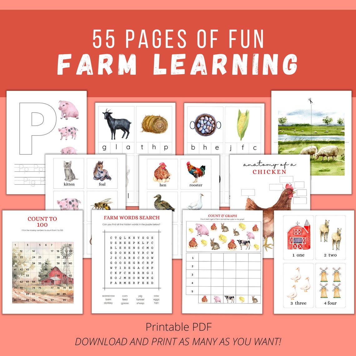 Farm Animals Unit Study, Farmactivity Bundle, Farm Learning, Farm ...