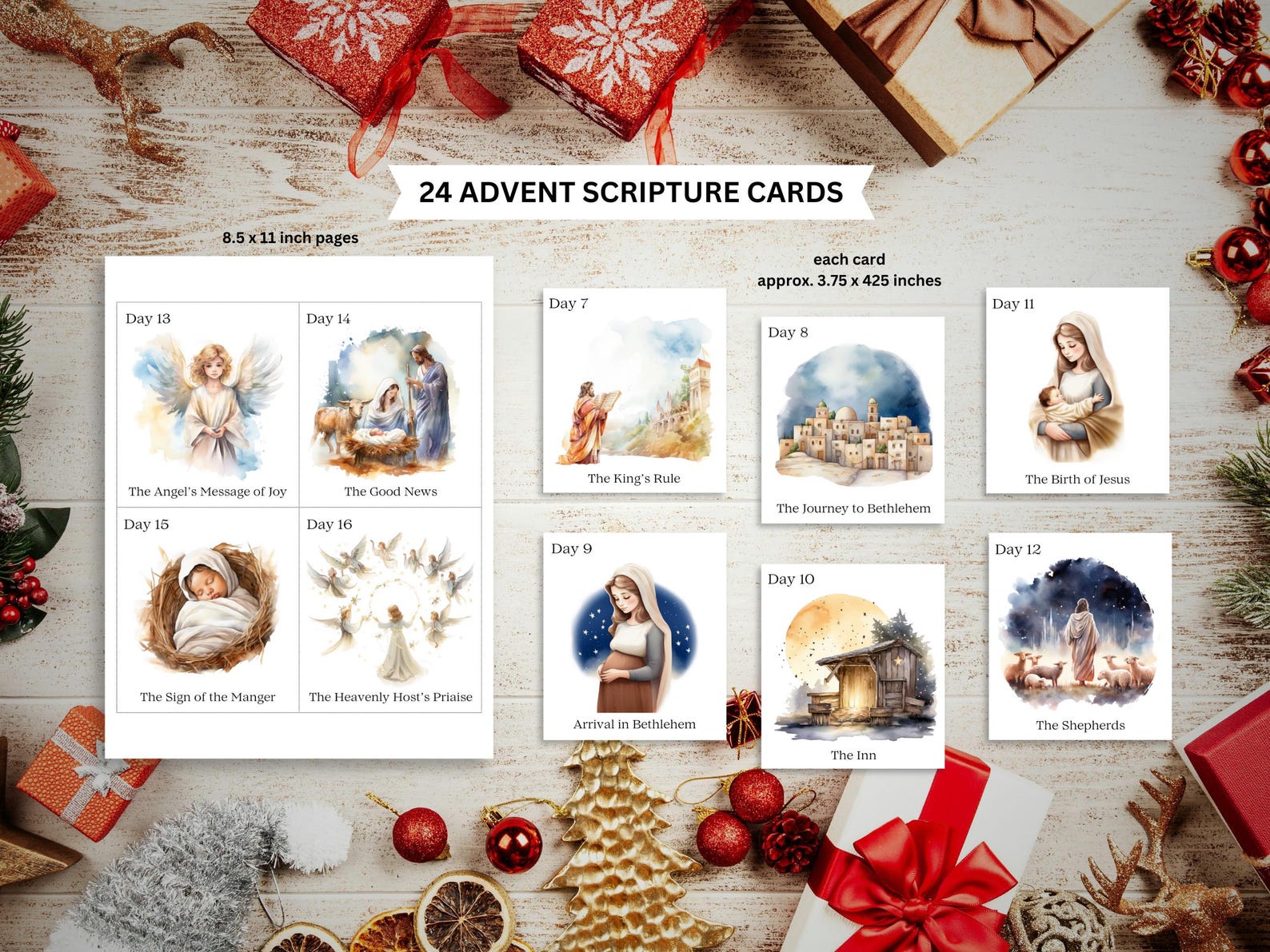 Advent Scripture Cards, Christmas Countdown Printable, Christmas Story ...