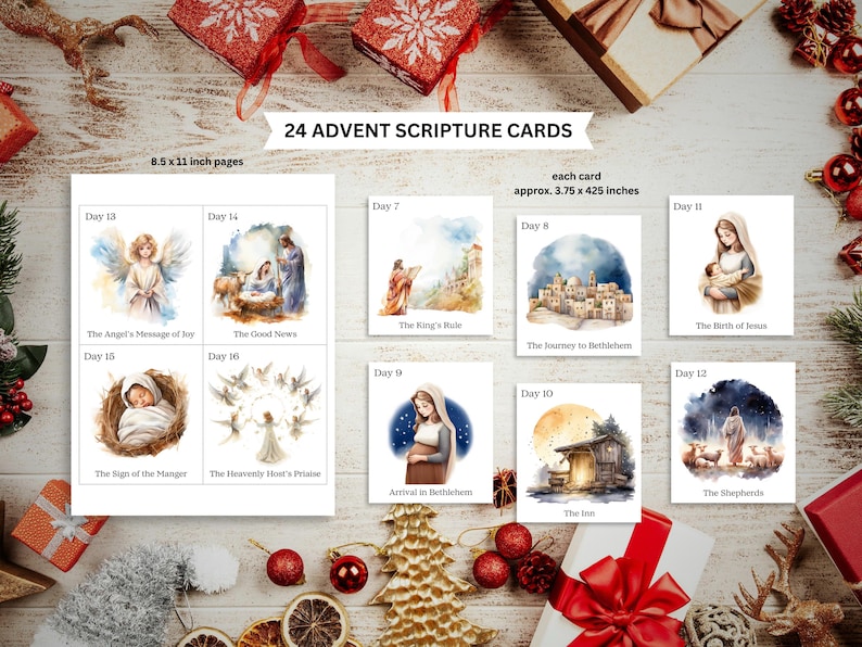 Advent Scripture Cards, Christmas Countdown Printable, Christmas Story ...