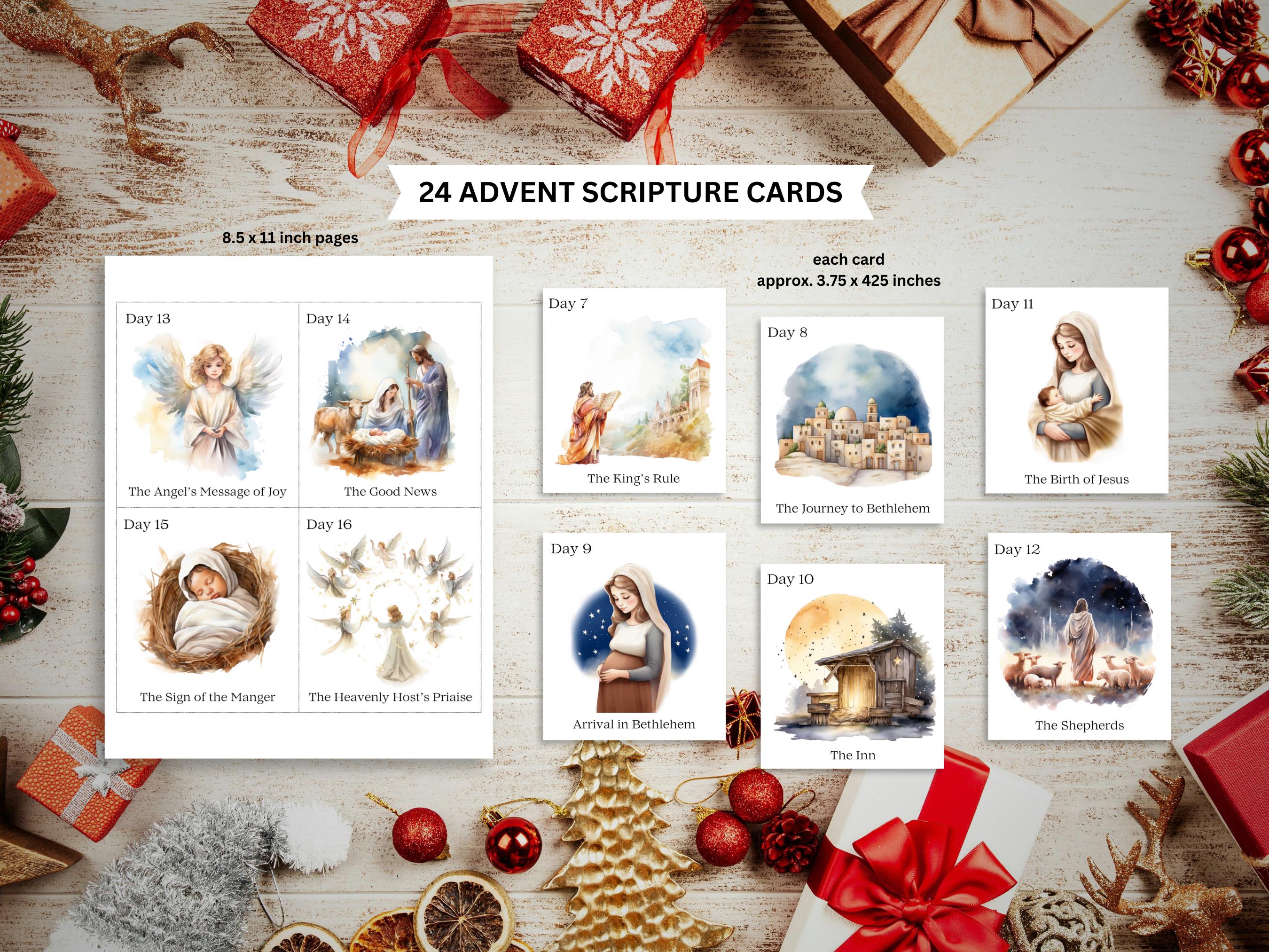 Advent Scripture Cards, Christmas Countdown Printable, Christmas Story ...