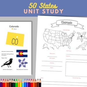50 States Unit Study: US Geography, State Maps & Flashcards (PDF) - Etsy