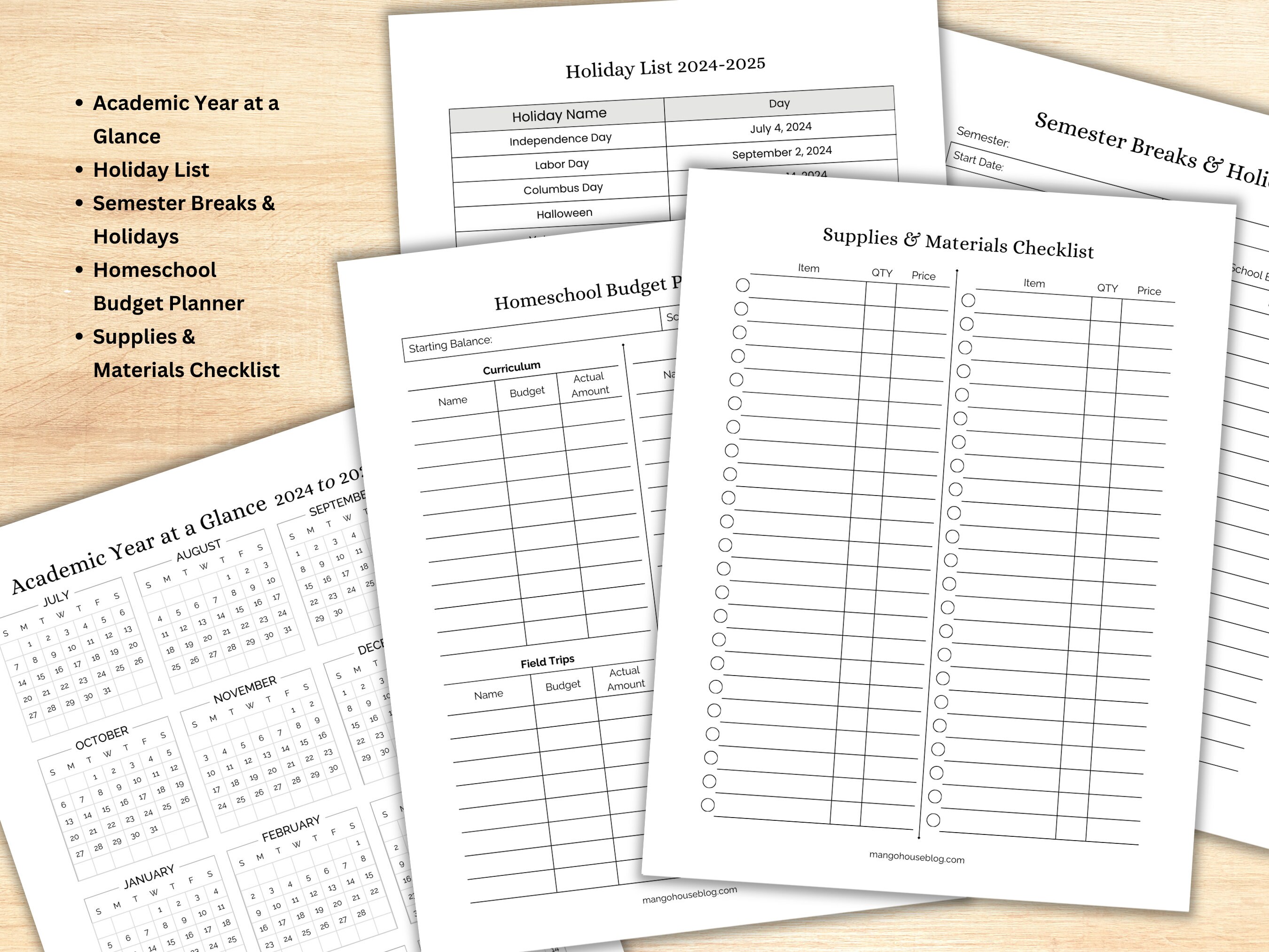 Homeschool Planner Printable, 2024-2025 Homeschool Planner Bundle ...
