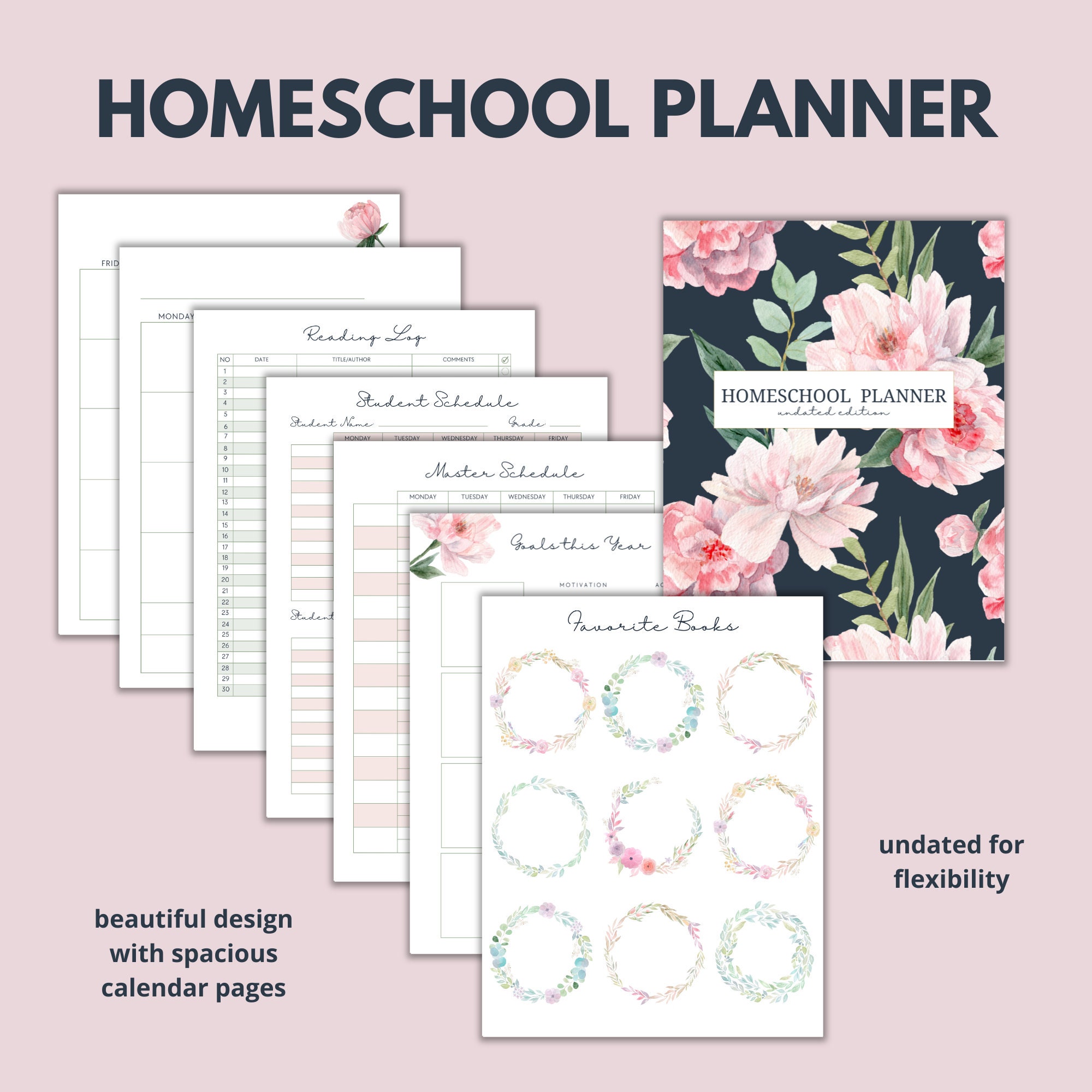 Undated Homeschool Planner: 24-page Teacher Organizer (PDF Printable ...