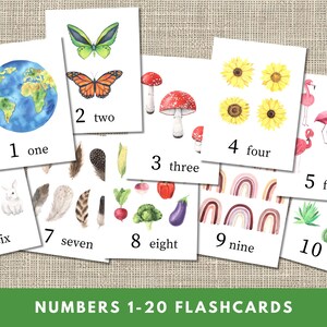 Number Flashcards, Numbers 1-20 Cards, Flash Cards, Preschool ...