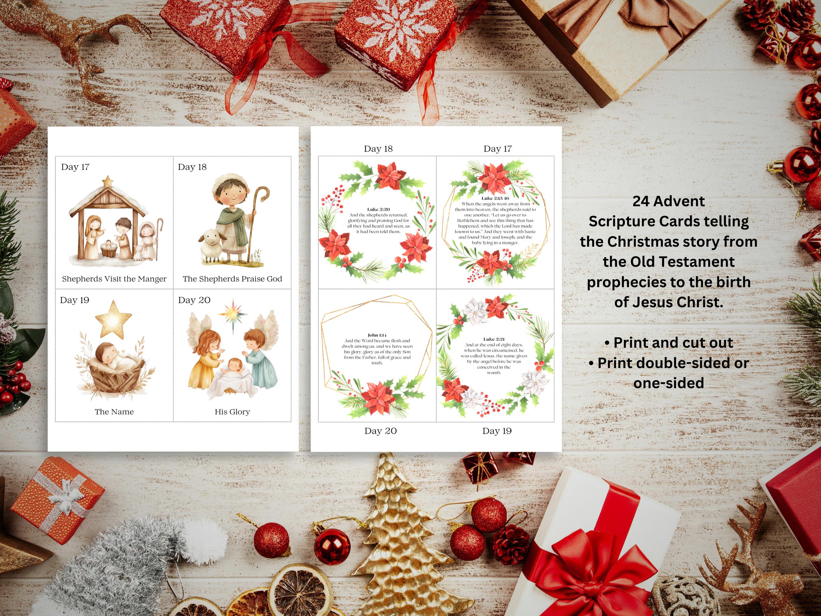Advent Scripture Cards, Christmas Countdown Printable, Christmas Story ...