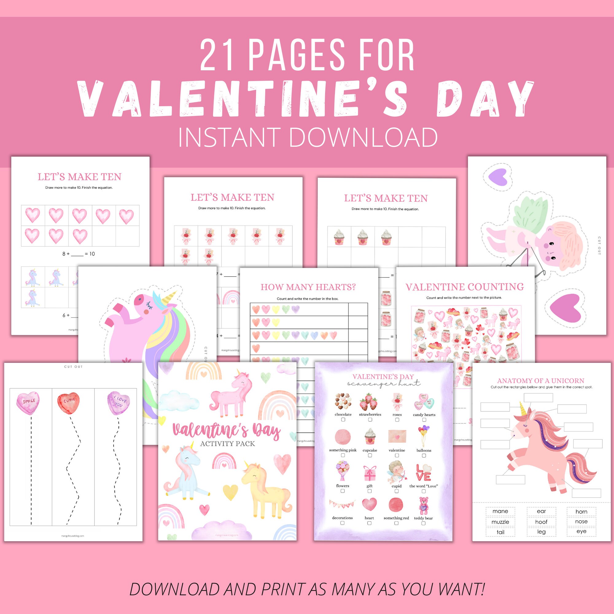 Valentine's Day Activity Pack, Valentine's Day Printables, Valentine's ...