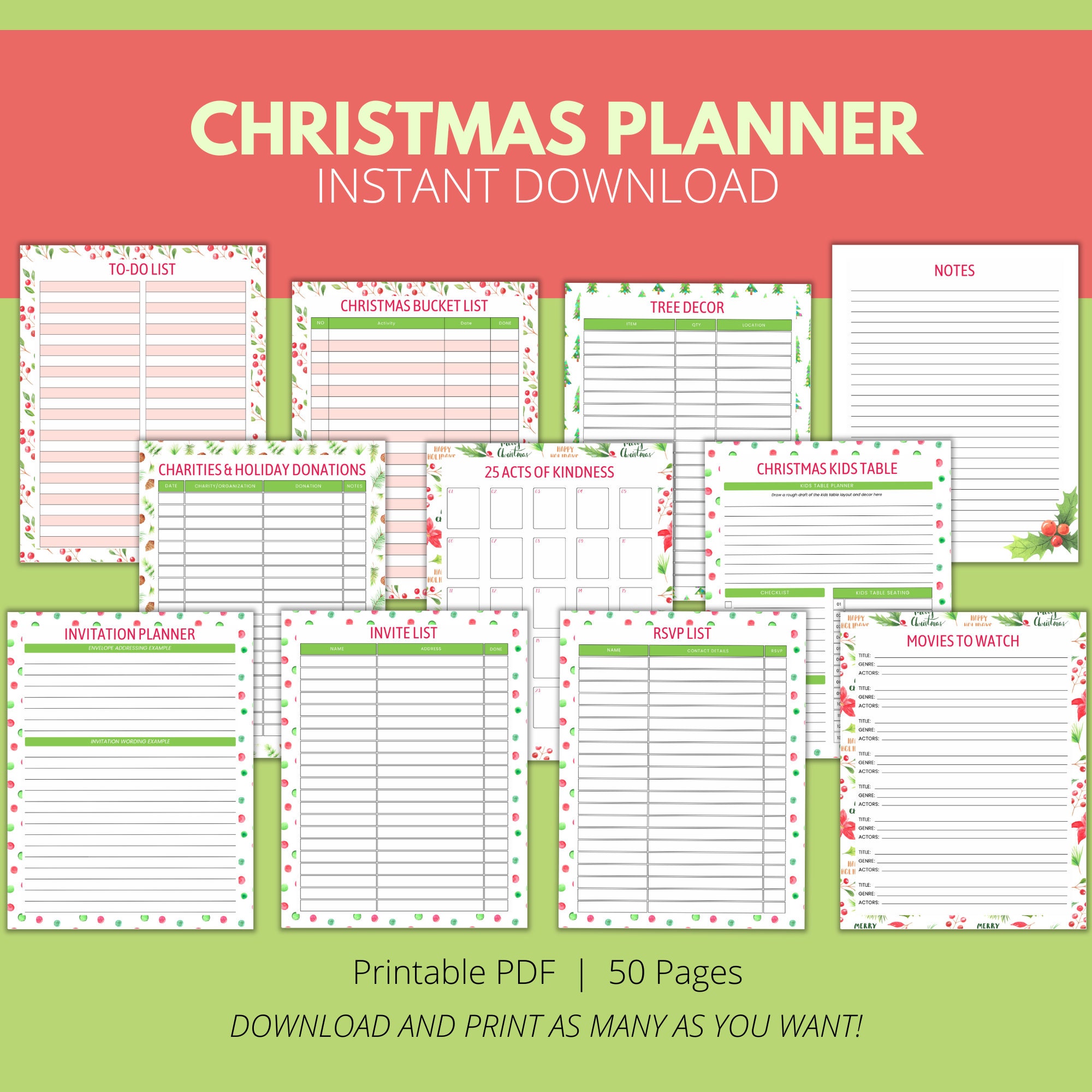 Christmas Planner Printable, Holiday Planner, Christmas Gift Planner ...