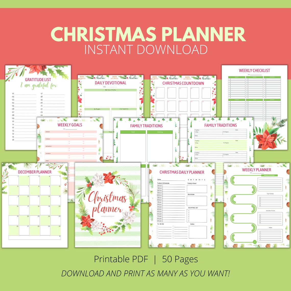Christmas Planner Printable, Holiday Planner, Christmas Gift Planner ...