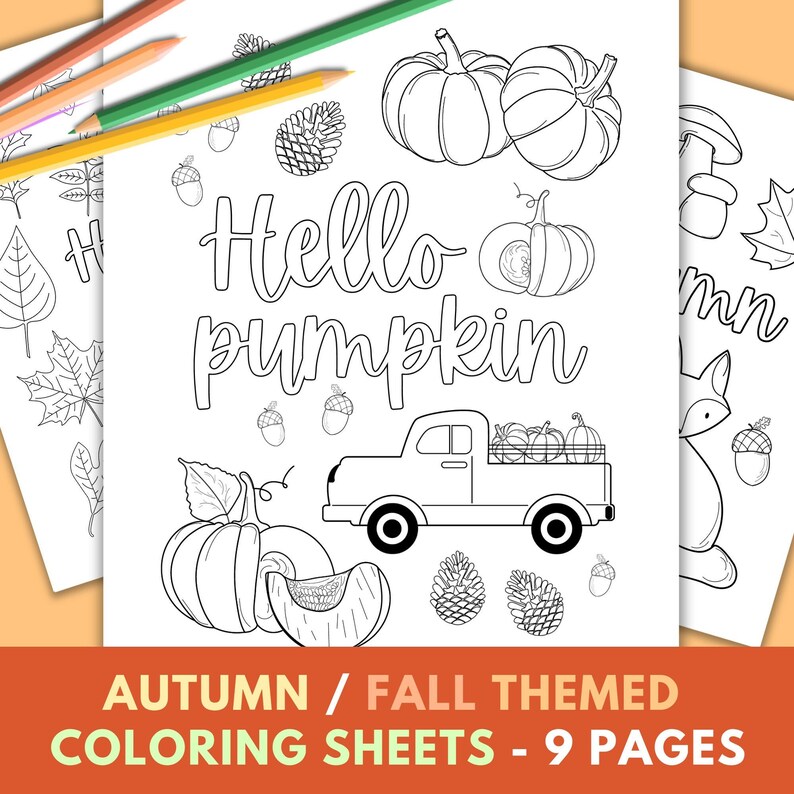 Autumn Fall Coloring Pages for Kids, Printable Coloring Sheets ...