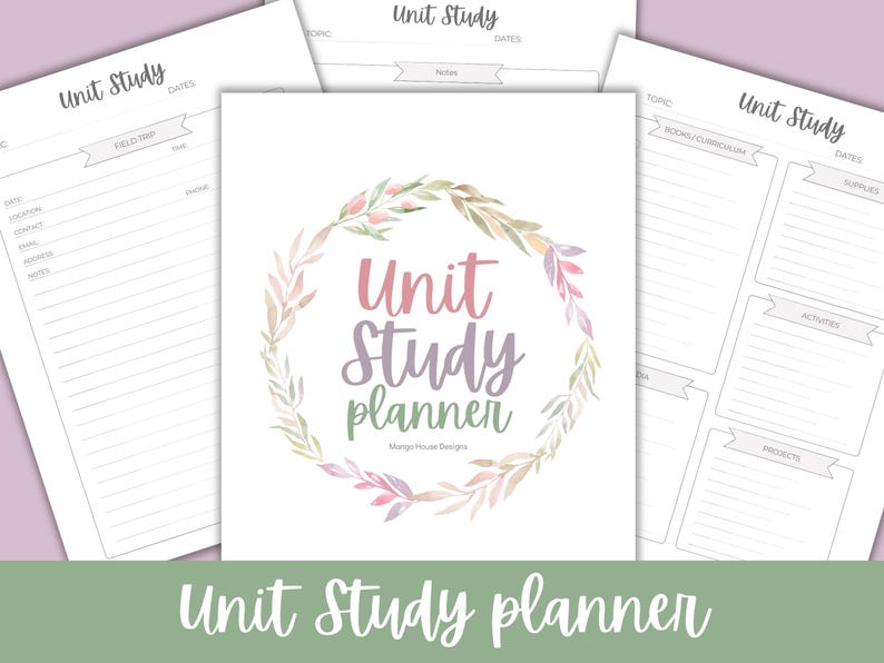 Unit Study Planner, Unit Study Printable Planner Pages, Homeschool ...