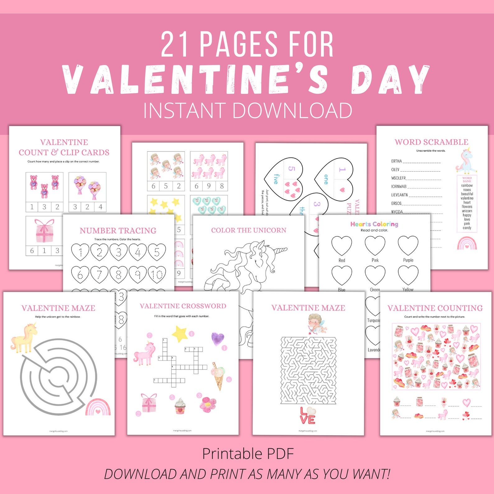 Valentine's Day Activity Pack, Valentine's Day Printables, Valentine's ...