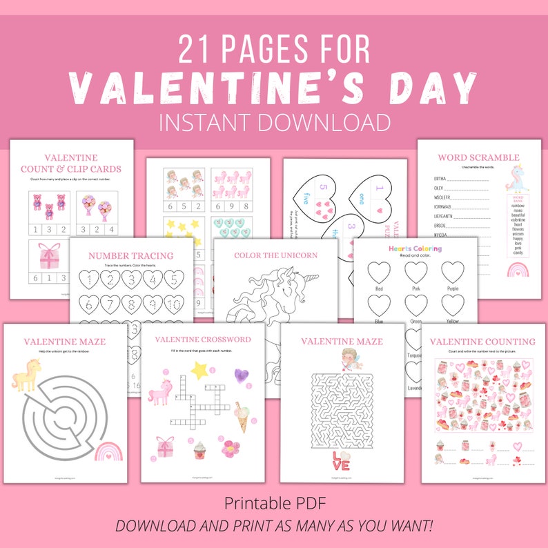 Valentine's Day Activity Pack, Valentine's Day Printables, Valentine's ...
