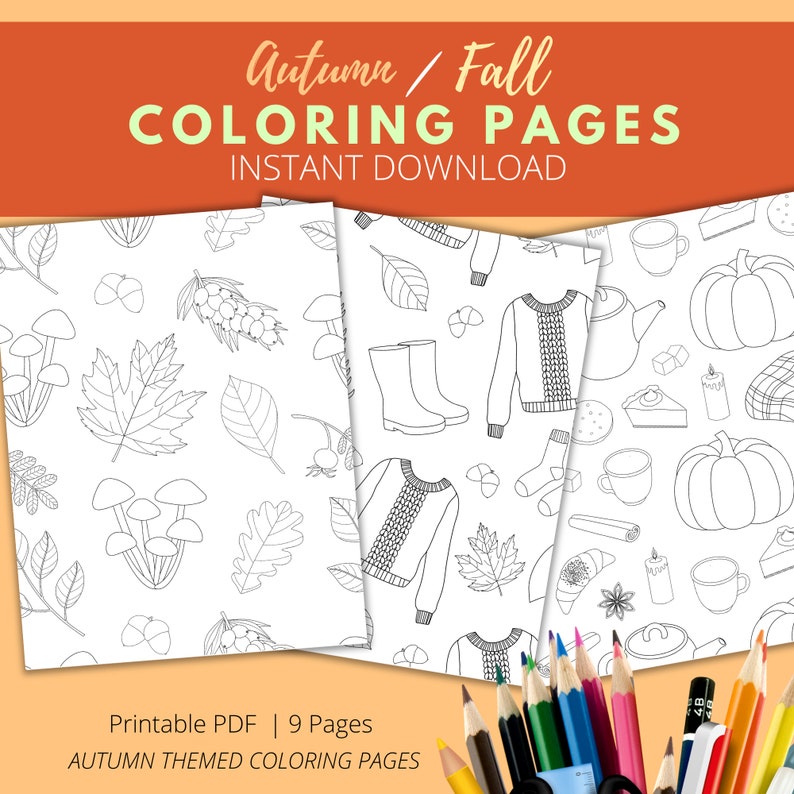 Autumn Fall Coloring Pages for Kids, Printable Coloring Sheets ...